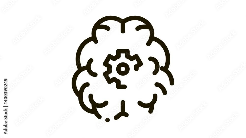 Human Brain Gear Icon Animation. black Human Brain Gear animated icon ...