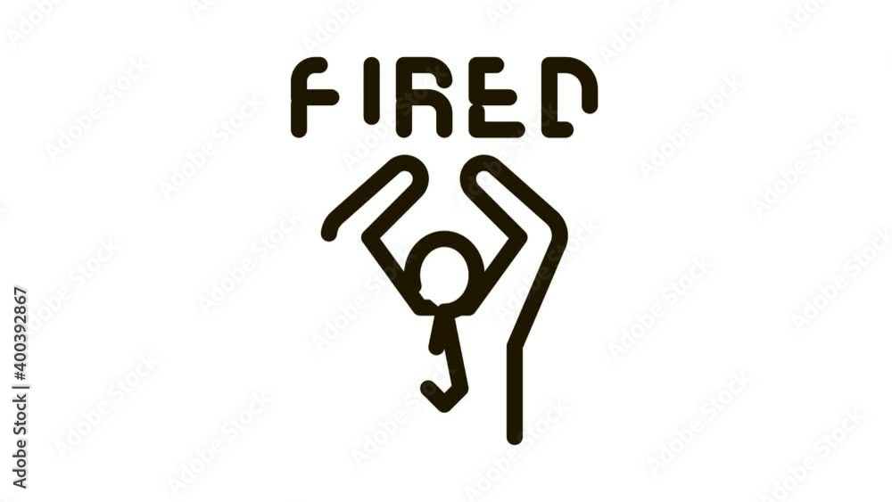Fired Human Icon Animation. black Fired Human animated icon on white ...