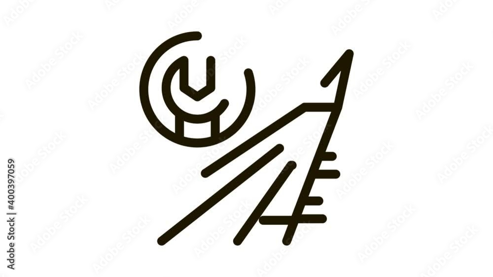Plane Wing Wrench Icon Animation. black Plane Wing Wrench animated icon ...