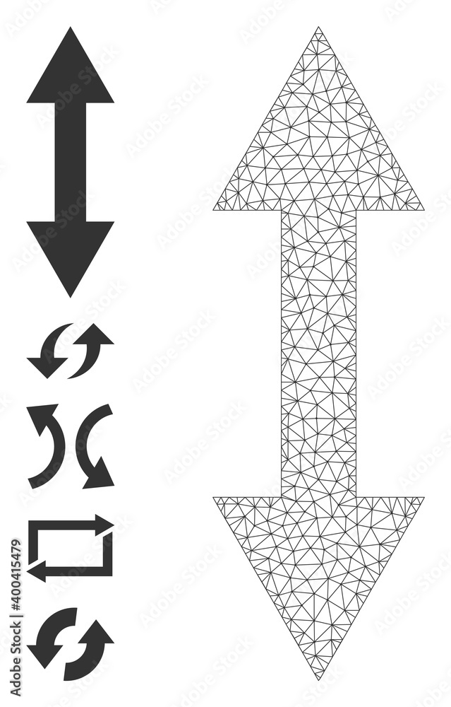 Mesh web vertical flip icon with simple carcass created from vertical ...
