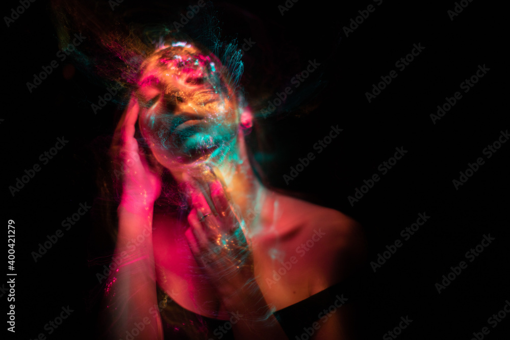 light painting portrait, new art direction, long exposure photo without ...