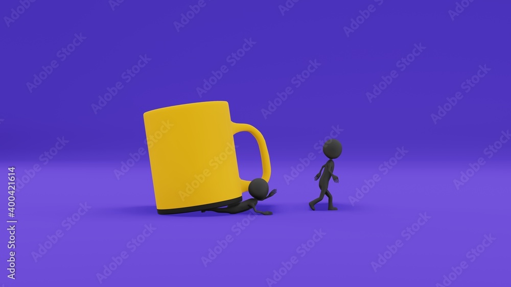 Miniature People of Leaving Friend in Trouble. 3D Illustration Stock ...