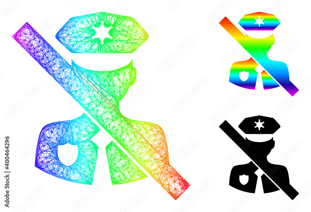 Spectral colorful wire frame no police guard, and solid spectral ...