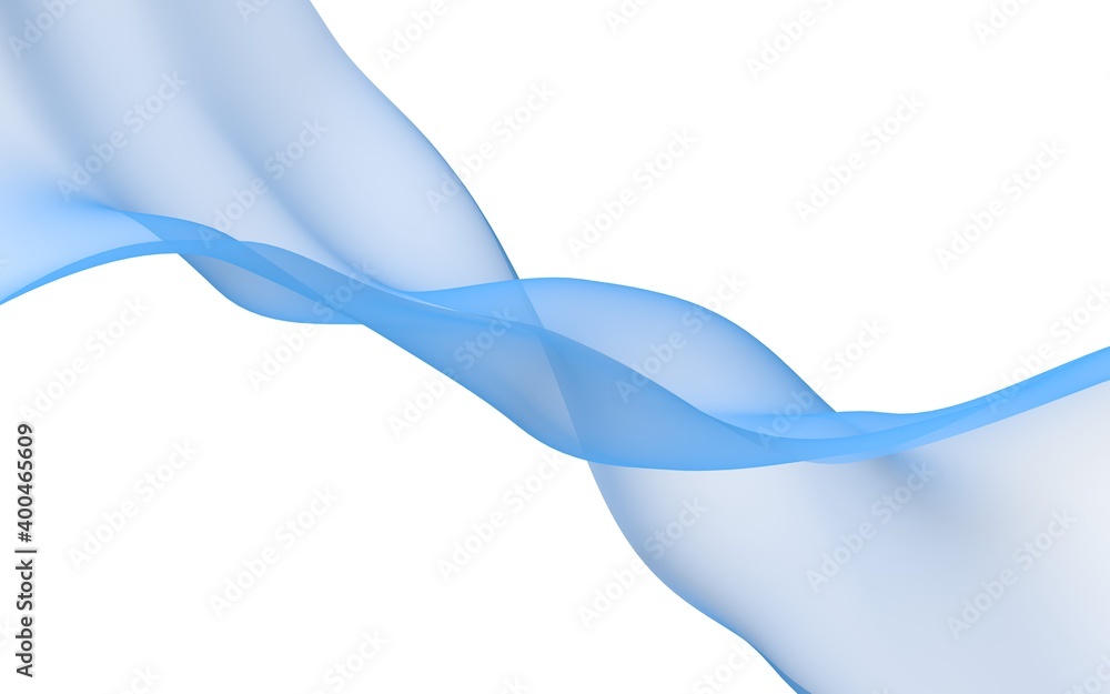 Abstract blue wave. Bright blue ribbon on white background. Blue scarf ...