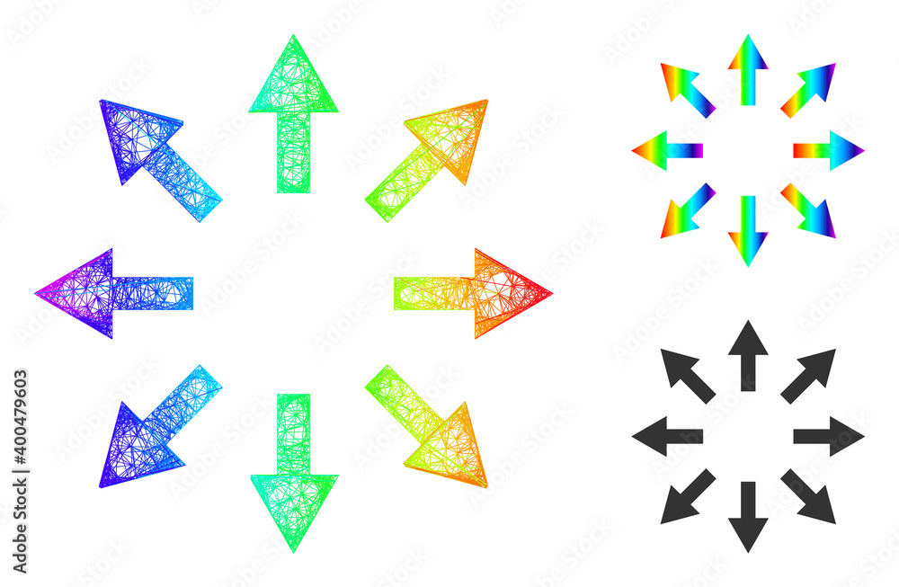 Spectrum colorful crossing mesh radial arrows, and solid spectrum ...