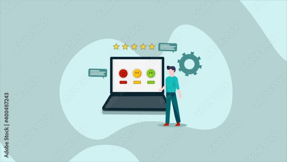 Survey customer satisfaction and giving positive feedback five star ...