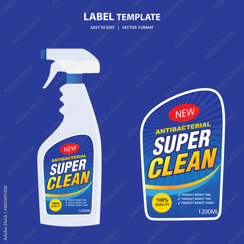 Cleaner, laundry detergent bottle label, toilet or sink cleaner ...
