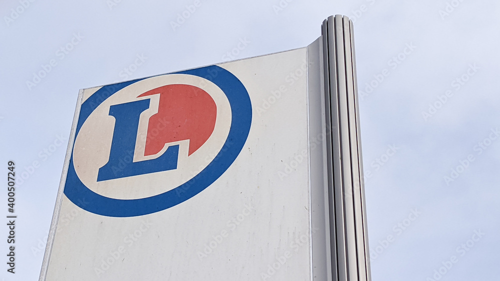 Leclerc supermarket logo shop of chain brand foodstuffs e.leclerc sign ...