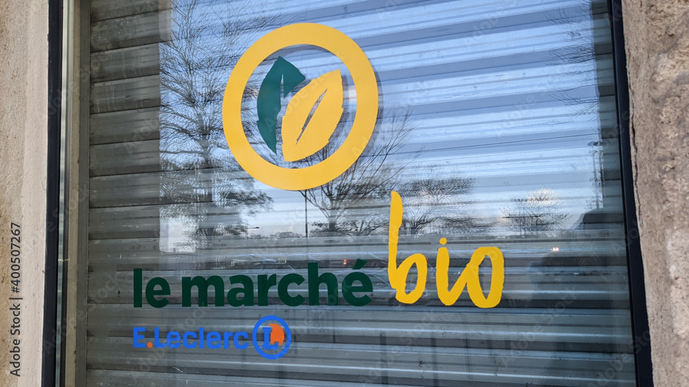 E.leclerc le marche bio leclerc logo shop and sign text of fresh ...