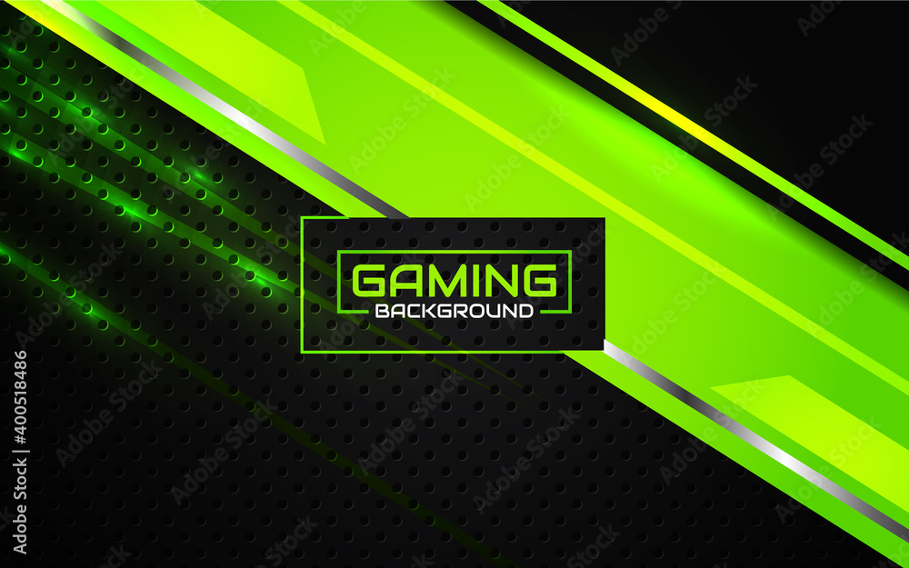 Abstract futuristic black and green gaming background with modern ...