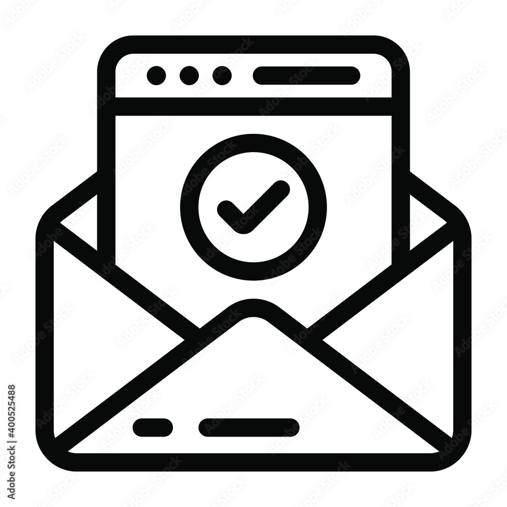 Approved web mail, solid icon of verified email Stock Vector | Adobe Stock