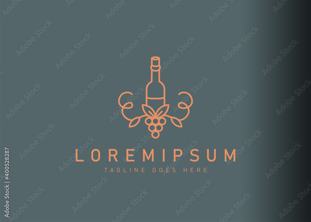 Wine Bottle Modern Logo