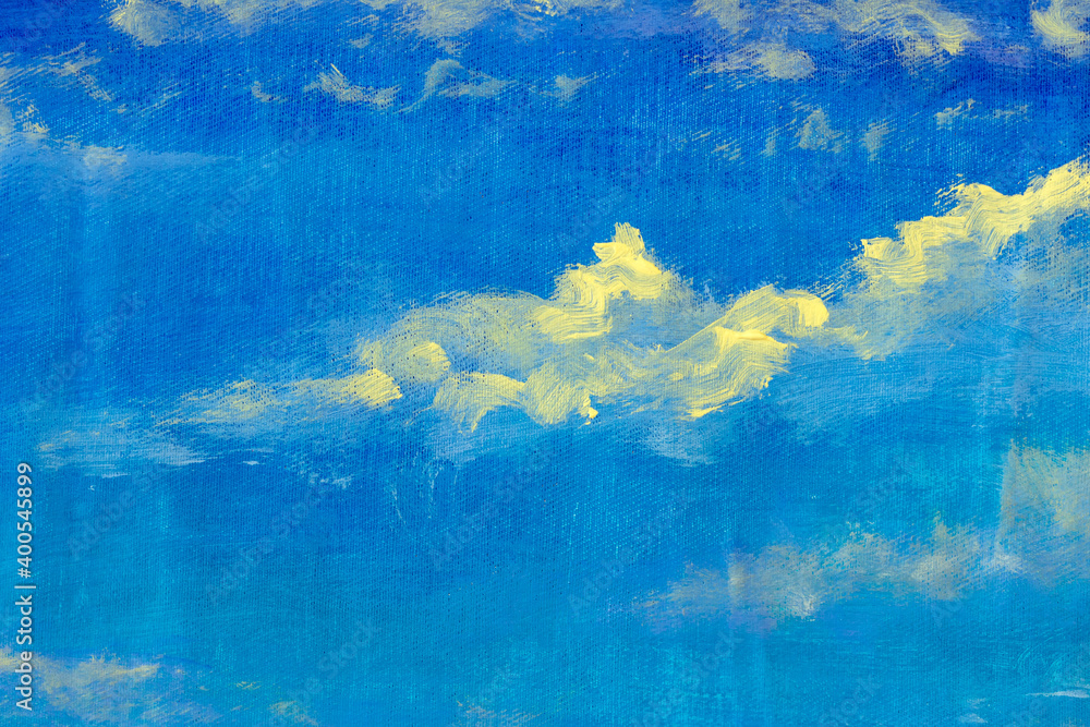 ภาพประกอบสต็อก Beautiful blue sky with clouds abstract handmade oil ...