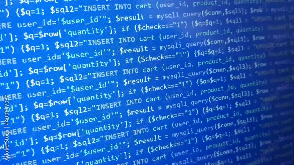 Blue software development screen. Computer science. Programming language background. Stock Video ...
