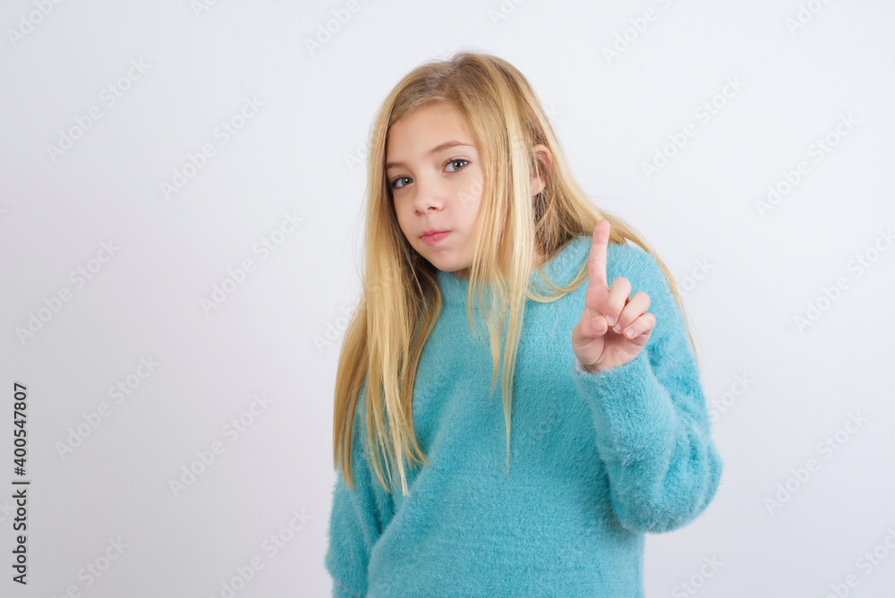 No sign gesture. Closeup portrait unhappy Cute Caucasian kid girl ...