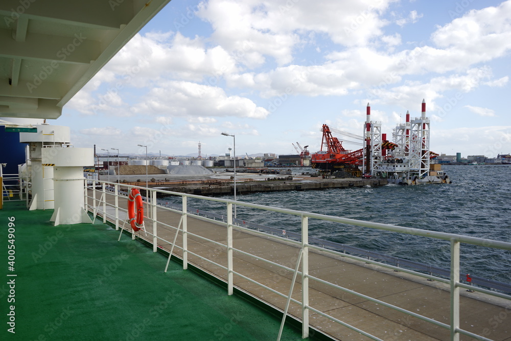 Landscape of Hakodate bay from Seikan Ferry , ferry for conveying ...