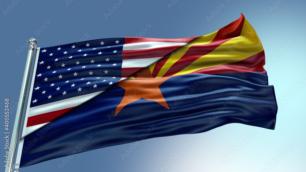 Double Flag United States of America vs Arizona flag USA State flag ...