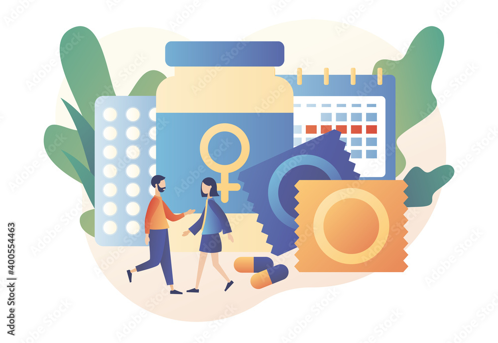 Contraception concept. Contraceptive methods in sexual and reproductive ...