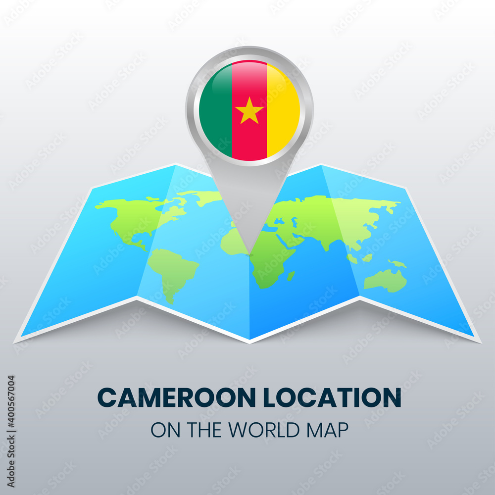 Location Icon of Cameroon on the World Map, Round Pin Icon Of Cameroon ...