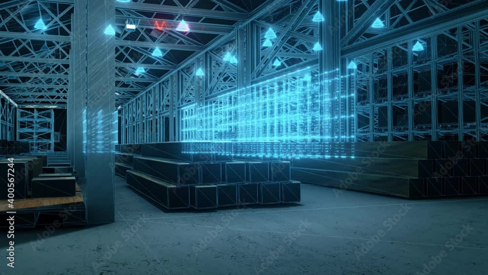 digital warehouse hud goloram 3d scanning lidar data 4k. High quality ...