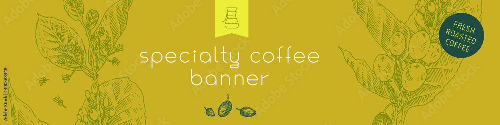 Banner organic coffee, template design for coffee roaster concept ...
