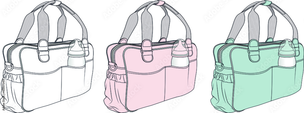 BABY care bag template vector sketch Stock Vector | Adobe Stock