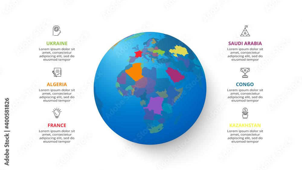 Creative concept for infographics map of countries of the world, earth ...