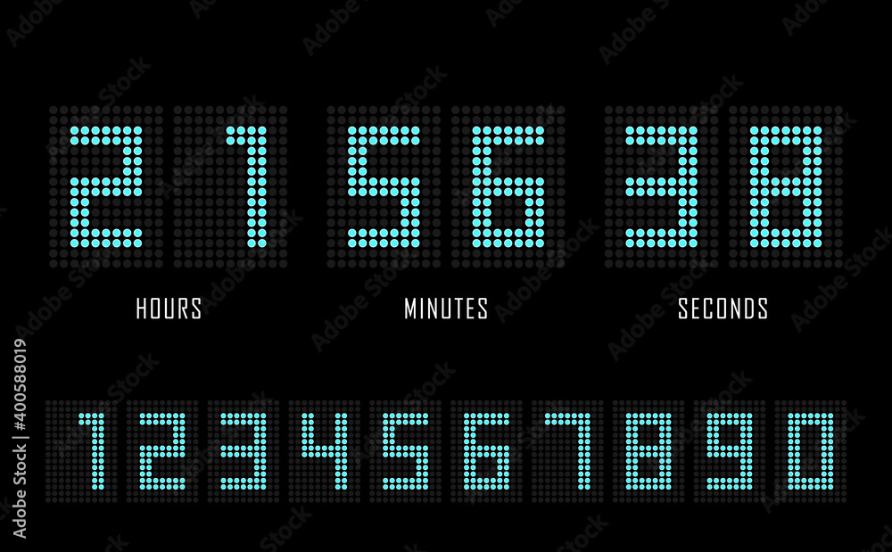 Countdown website flat template digital clock timer background. Dots ...