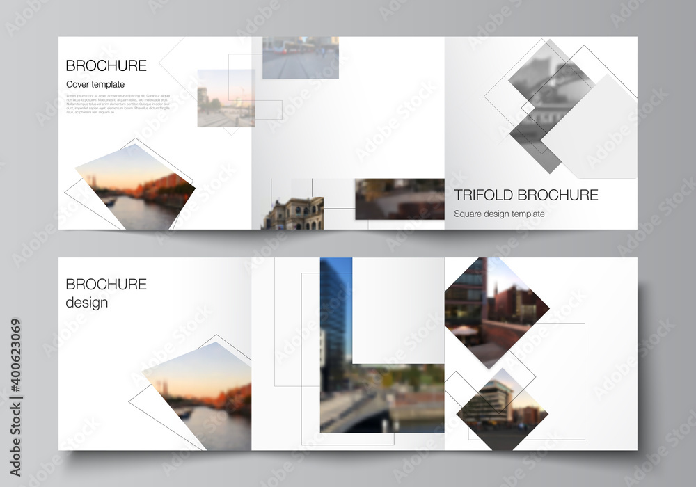 Vector layout of square format covers design templates with geometric ...