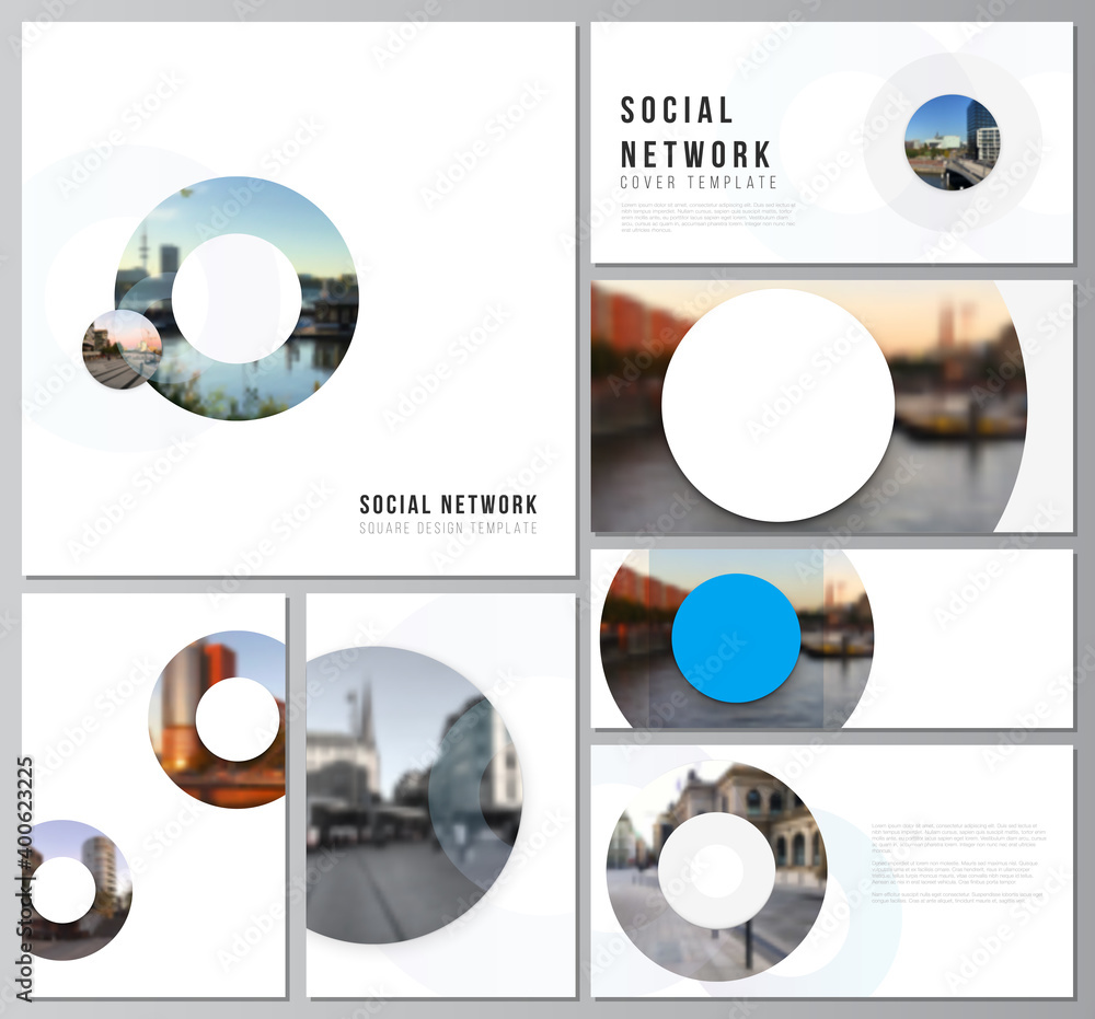 Vector layouts of modern social network mockups for cover design ...