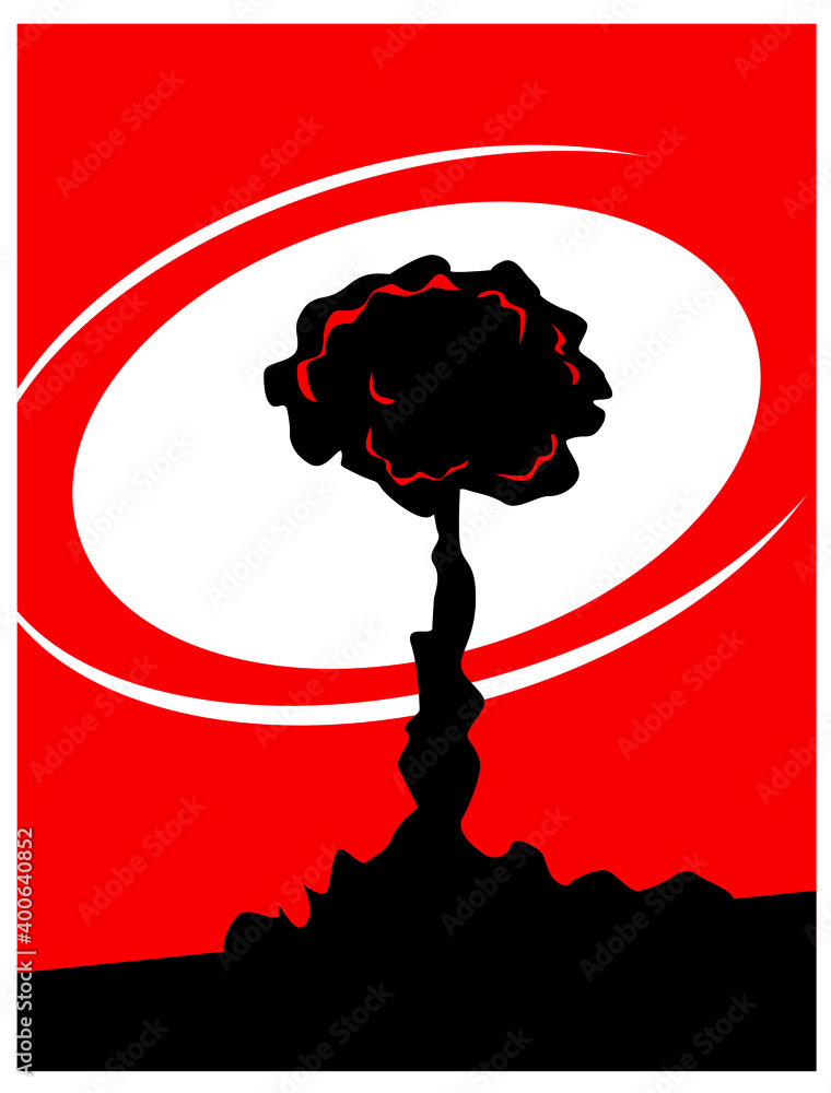 Stylized drawing of a nuclear explosion mushroom. Vector image for ...