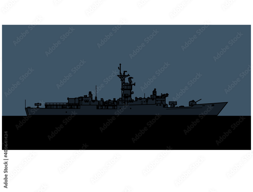 US Navy Knox class frigate. Vector image for illustrations and ...
