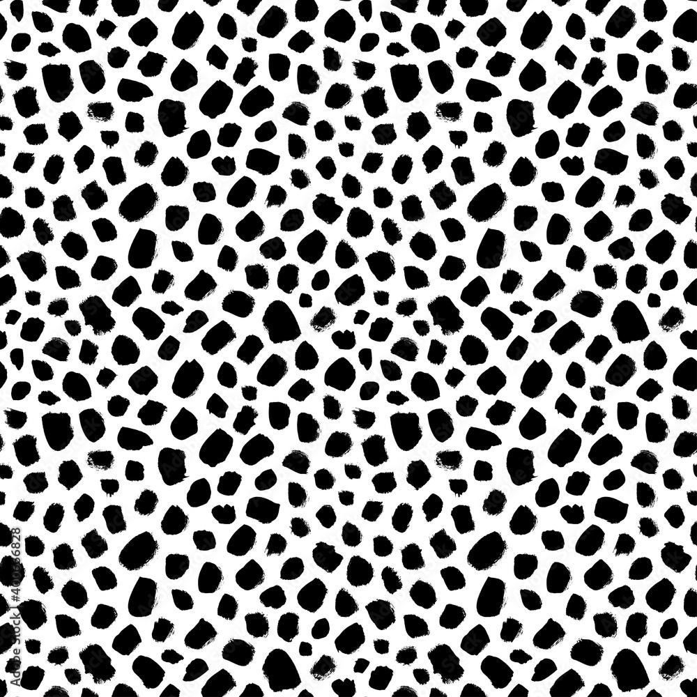 Doodle seamless pattern with black dots. Hand drawn vector simple ...