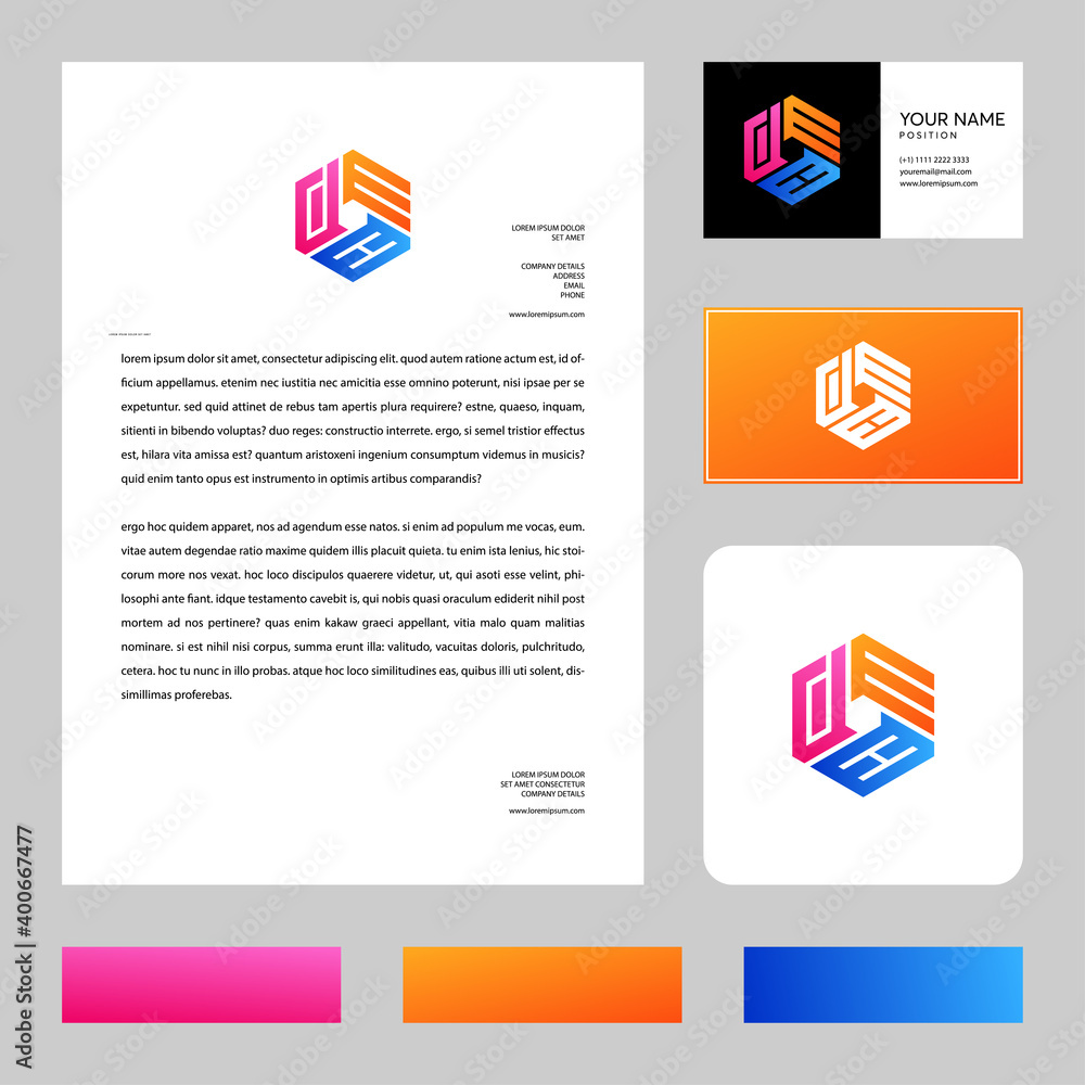 initial letter DEH hexagon logo design concept and brand identity ...