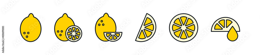 Lemon icon. Linear color icon, contour, shape, outline. Thin line ...
