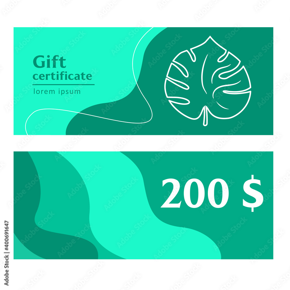 Voucher template with abstract and floral shapes. Design usable for ...