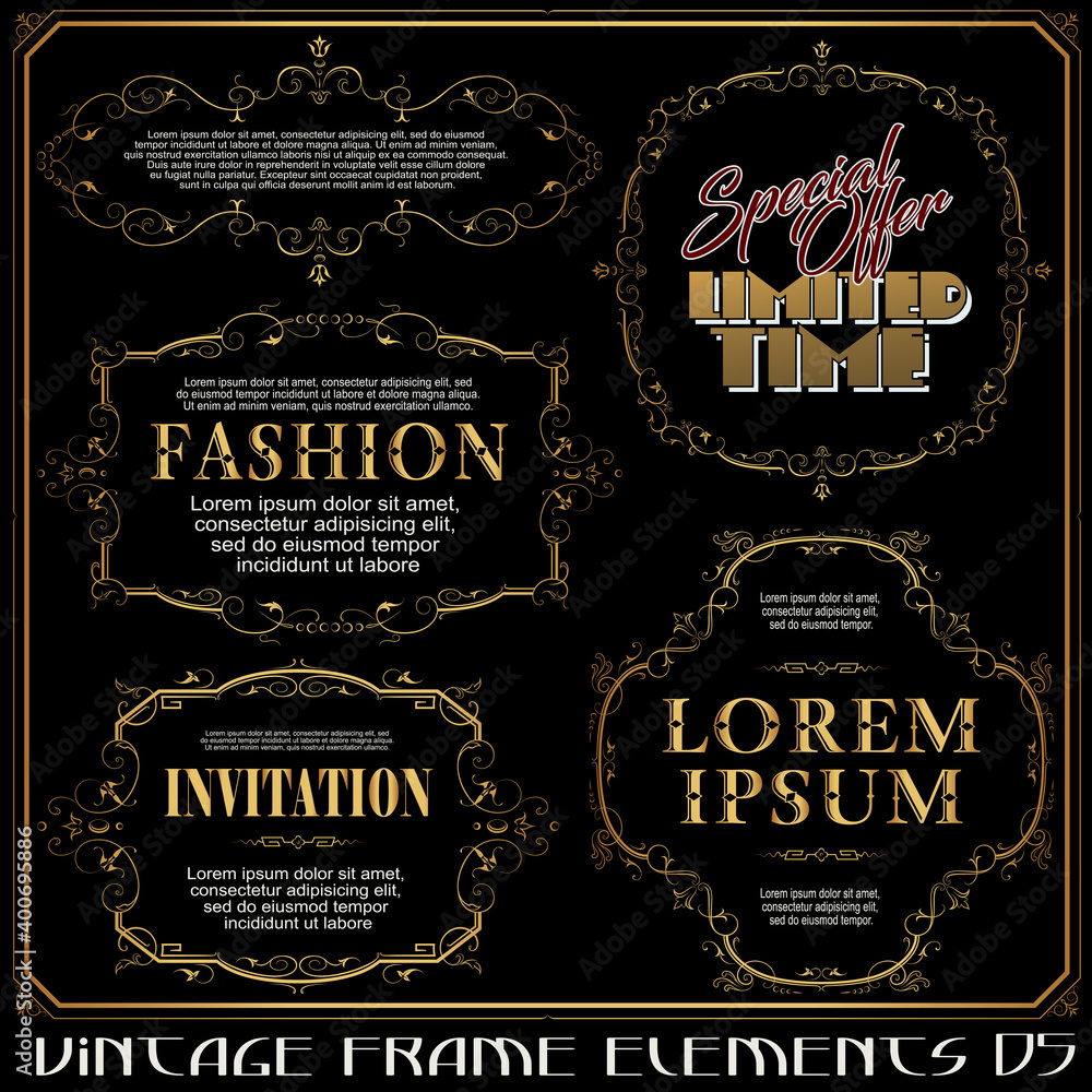 Vector set frame and border design elements Stock Vector | Adobe Stock
