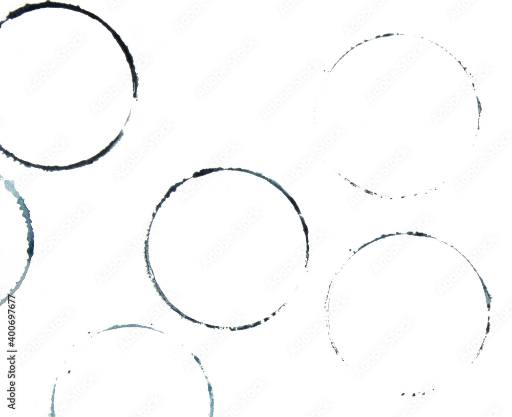 blue shapes of Wine circle and Coffee ring stains. Wine glass marks or ...