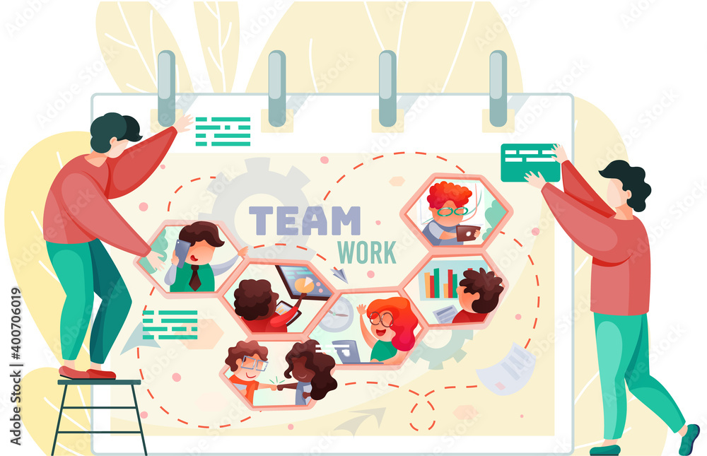 Team work, management concept. Business people man and woman talking ...