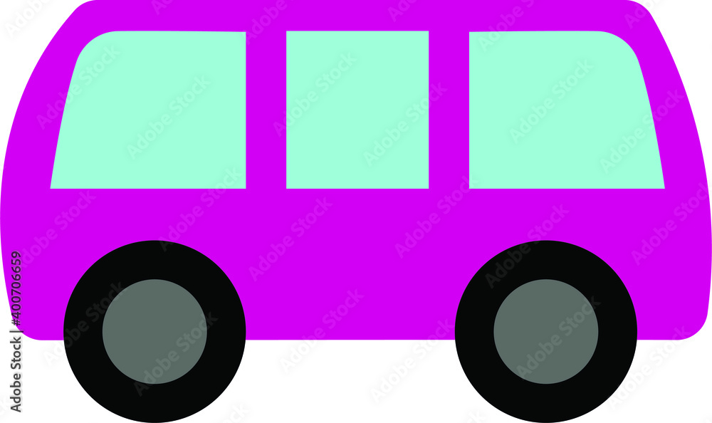 vector of baby bus. pink bus with black wheels and gray rims Stock ...