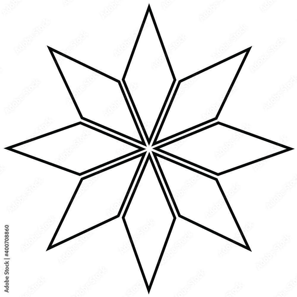 Eight-pointed star flat icon. Christmas tree star vector solid ...