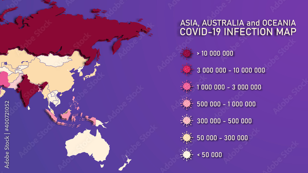 Vector background. Infographics. Geographic map of Asia, Australia and ...