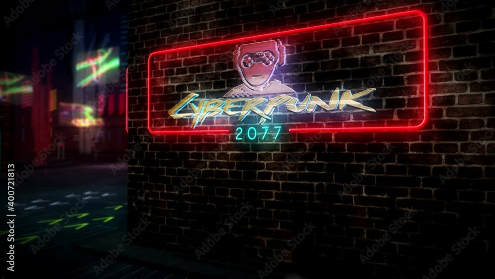 Cyberpunk hologram and neon. Futuristic style introduction animation ...