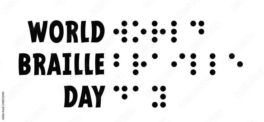 Slogan World braille day, blind. Alphabet for blind, reading braille ...