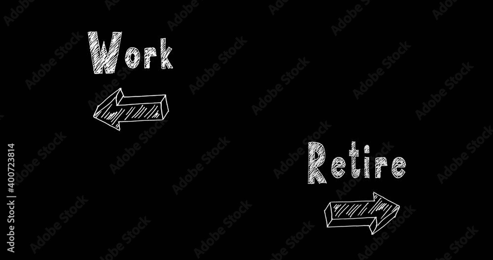 Direction Way to Work versus Retire contrast concept. 4k footage with ...