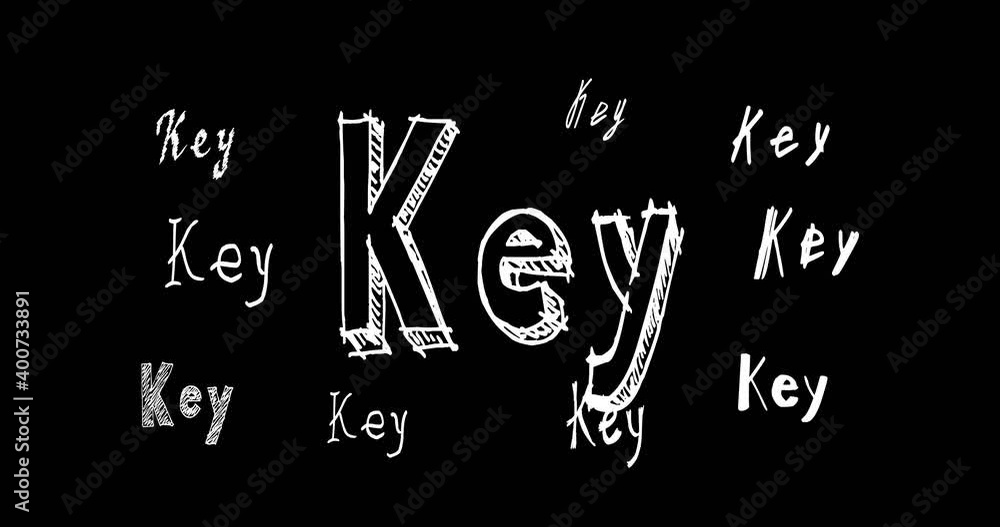 Handwritten words Key. handmade font design. 4k footage with alpha ...