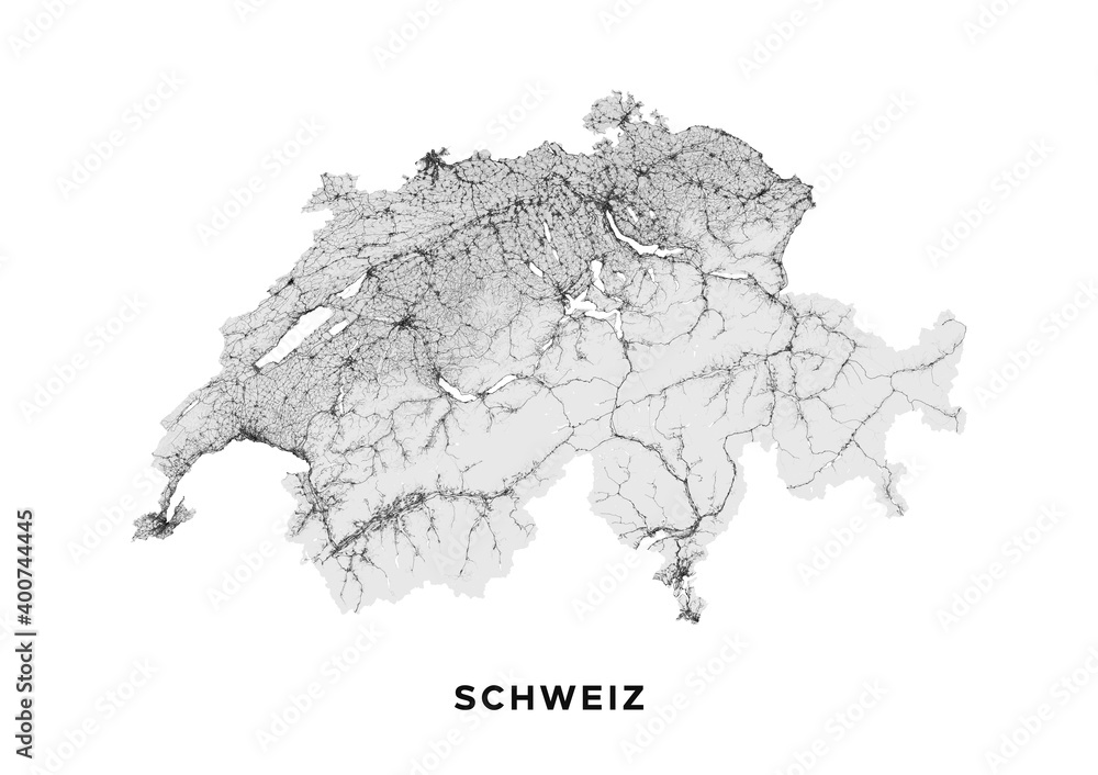 Switzerland map poster (landscape). Road map of Switzerland. It ...
