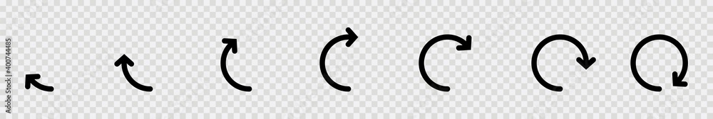 Arrow circle vector icons. Arrow icon. Direction symbol. Rotate curved ...