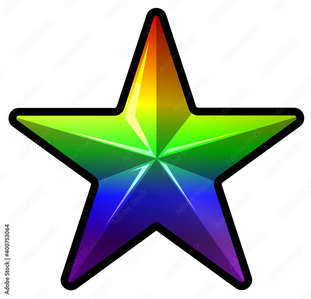 Rainbow colored star logo isolated on white background. Cartoon ...