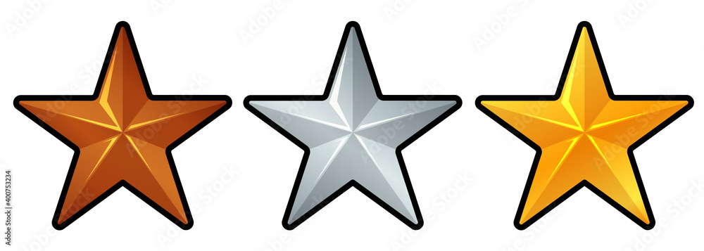 Ilustração do Stock: Bronze, silver and golden star icons. Symbols for ...